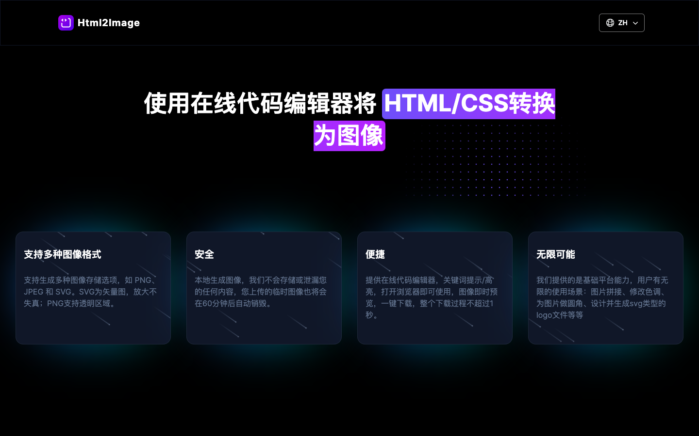 Html2image 代码编辑器：易用方便的在线代码编辑器，轻松地将HTML和CSS代码转换为及时预-AI工具箱
